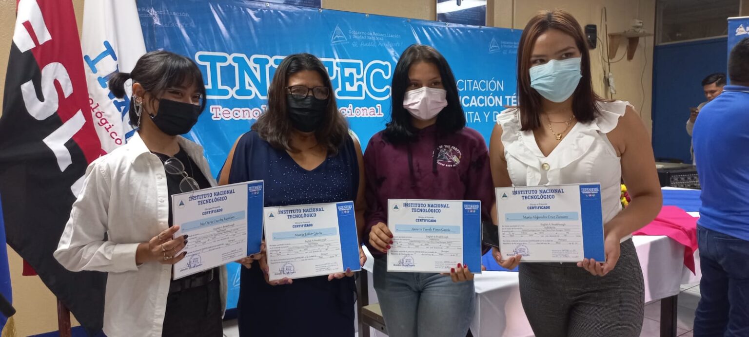 Estudiantes de inglés del Inatec concluyen primera etapa de preparación