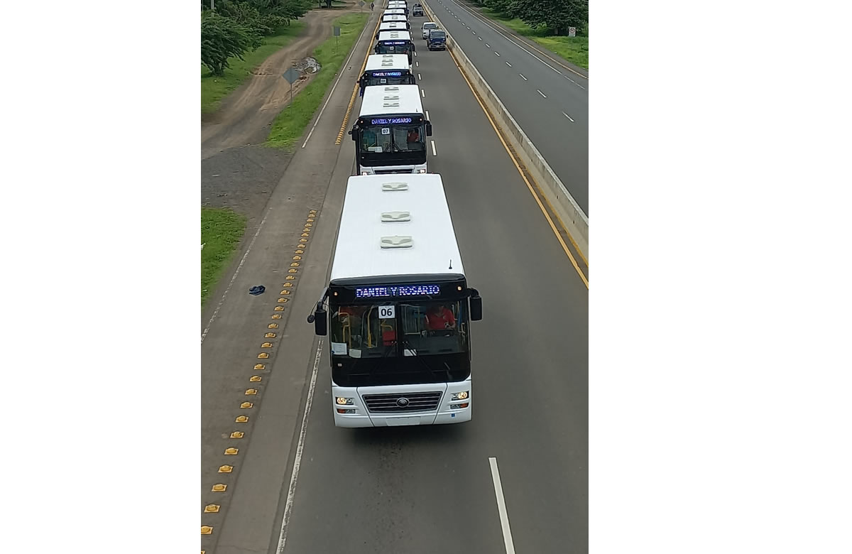 Llegan a Managua un nuevo lote de 100 buses chinos